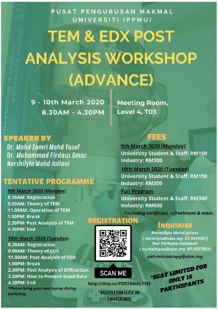 TEM & EDX POST ANALYSIS WORKSHOP (ADVANCE) | UNIVERSITY LABORATORY ...